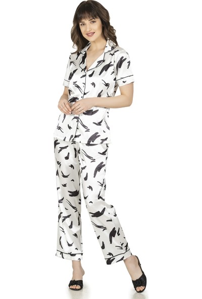 Flz Boydan Düğmeli Kısa Kol Pijama Takımı