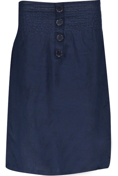 Collezione Lacivert Önü Düğmeli Midi Boy Kadın Etek