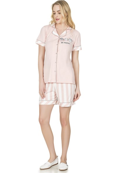 Flz Boydan Düğmeli Şort Pijama Takımı