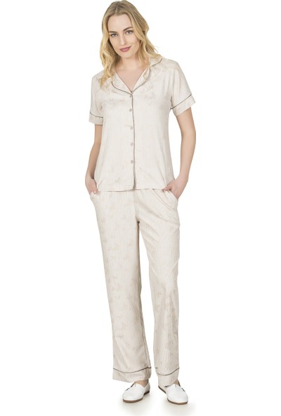 Dowry Boydan Düğmeli Kısa Kol Pijama Takımı