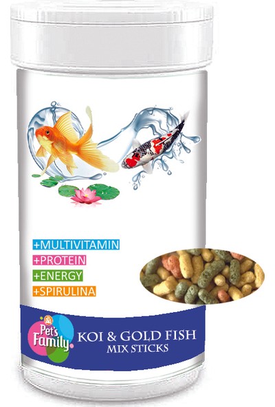 Pets Family Koı & Gold Fısh Mıx Stıcks 1L/100G Pets Family Koı & Gold Fısh Mıx Stıcks 1L/100G