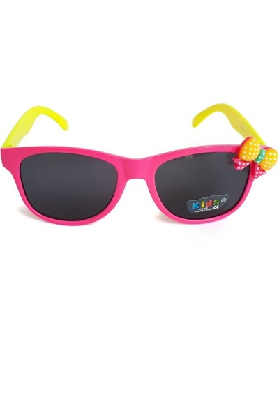 Kids Siyah Lens ve Pembe Sarı Çerçeveli UV400 Çocuk Güneş Gözlüğü CHCG118