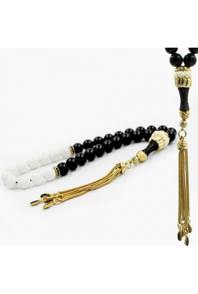 Tesbih Sepetim Özel Tasarım Imame ve Püsküllü Onıx Sedef Taşlı Tesbih