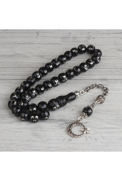 Tesbih Sepetim Gümüş Püsküllü Üç Hilal Oltu Taşı Tesbih Tesbih Sepetim Gümüş Püsküllü Üç Hilal Oltu Taşı Tesbih