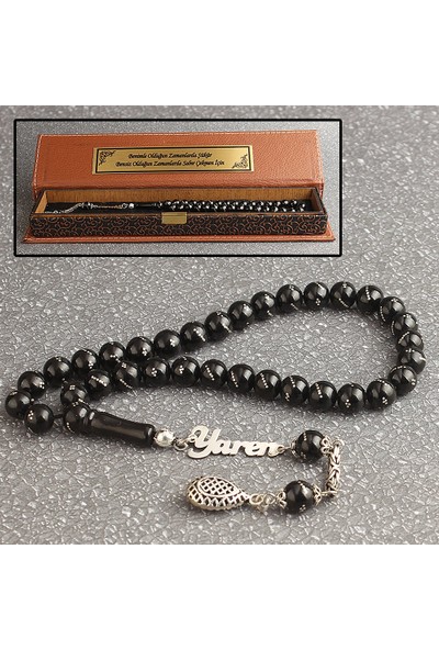 Tesbih Sepetim Isim Yazılı Gümüş Püsküllü Kutulu Oltu Tesbih