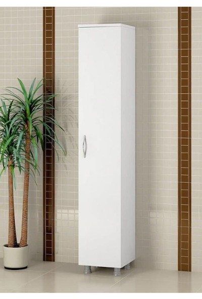 Hepsi Home Tek Kapak 5 Raf Boy Dolabı - Beyaz