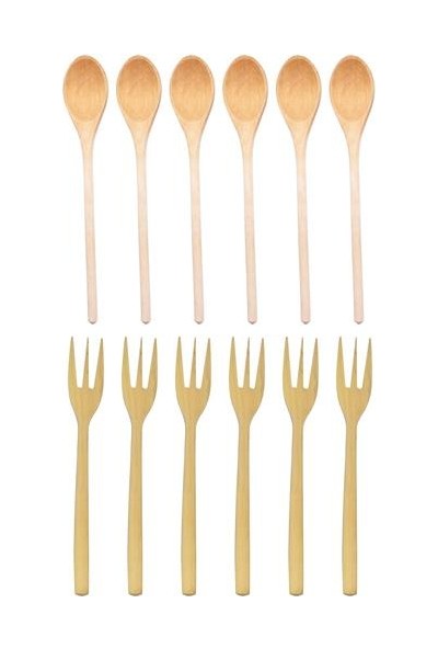 Homecare 12 Adet El Yapımı Şimşir Ağacı Kaşık Çatal Seti