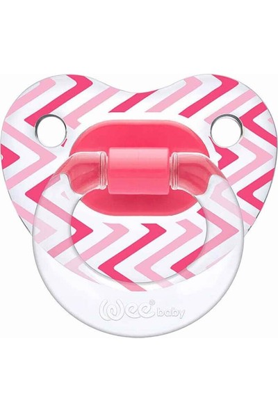 Wee Baby 836 Şeffaf Desenli Damaklı Emzik 0-6 Ay Pembe