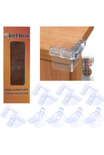 Ketbox 12 Adet Silikon Köşe Koruyucu 3m Bantlı Çocuk Bebek Güvenlik Emniyet