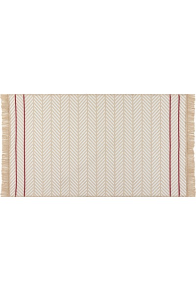Madame Coco Majori Saçaklı Dokuma Kilim - Bej / Bordo - 80X150 cm