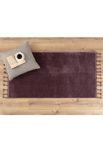 Madame Coco Carol Saçaklı Halı - Koyu Mürdüm - 80X150 cm Madame Coco Carol Saçaklı Halı - Koyu Mürdüm - 80X150 cm