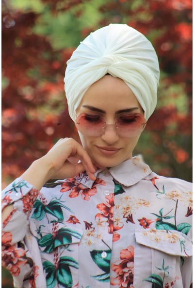 Mihrimah Dolama Bone Hazır Modelli Ekru (Kadın Tesettür Giyim)