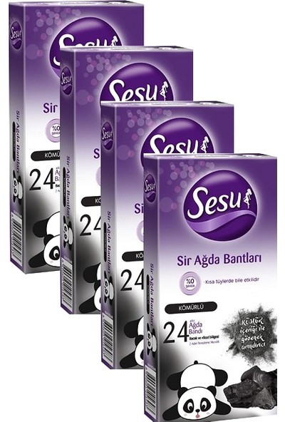 Sesu Kısa Tüylerde Bile Etkili Kömürlü Ağda Bandı 24'lü X4 Adet Sesu Kısa Tüylerde Bile Etkili Kömürlü Ağda Bandı 24'lü X4 Adet