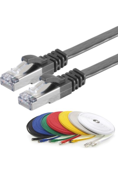 IRENIS CAT7 Yassı FTP Ethernet (Network, LAN) Kablosu, Siyah, 1 metre IRENIS CAT7 Yassı FTP Ethernet (Network, LAN) Kablosu, Siyah, 1 metre