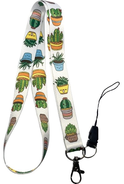 Stormistoretr Kaktüs Desenli Boyun Yaka Kartı İpi Telefon Askısı