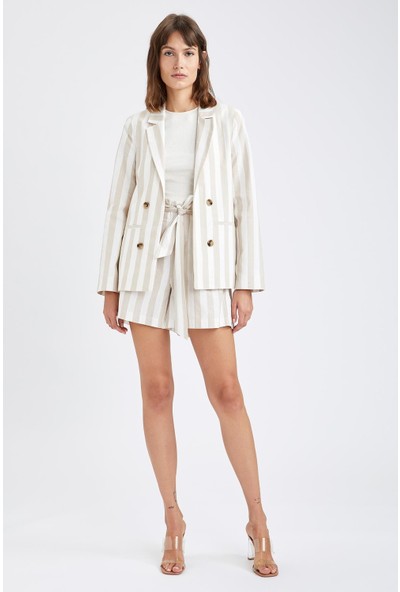 Defacto Paper Bag Yüksek Bel Kuşaklı Keten Bermuda Şort U7417AZ21SM Defacto Paper Bag Yüksek Bel Kuşaklı Keten Bermuda Şort U7417AZ21SM