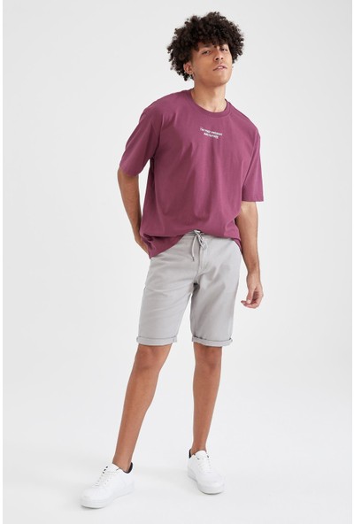 DeFacto Regular Fit Beli Bağcıklı Bermuda Şort R2057AZ21SM