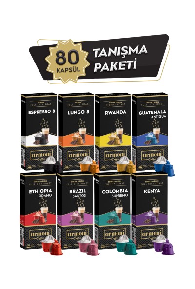 Armoni Coffee Nespresso Uyumlu 8'li Kapsül Kahve Seti 80 Kapsül Armoni Coffee Nespresso Uyumlu 8'li Kapsül Kahve Seti 80 Kapsül
