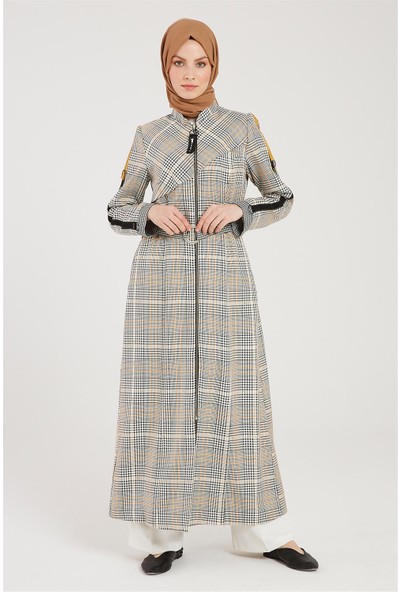 Zühre Fermuar Kapamalı Ekoseli Pardesü 12487