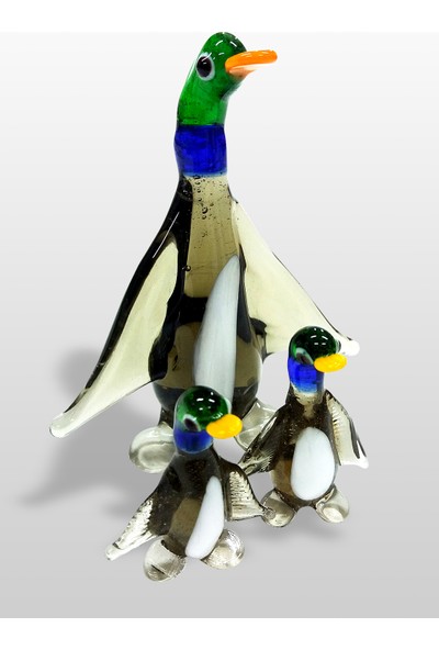 Cam Sanatı 3 Lü Yeşil Başlı Ördek Seti 105