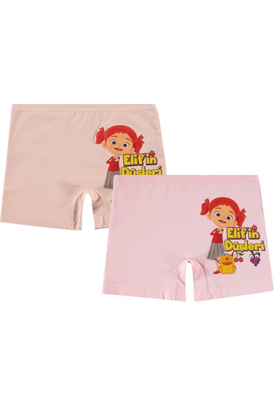 Elif Elif'in Düşleri Kız Çocuk 2'li Boxer Set 2-9 Yaş Pudra