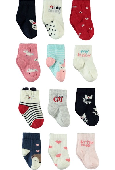 Step Kız Bebek 12'li Çorap Set 0-24 Ay Lacivert