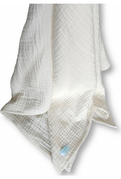 Majkabeba Krem Rengi Dört Katlı Pamuk Bebek & Çocuk Müslin Battaniye 105 x 105 cm