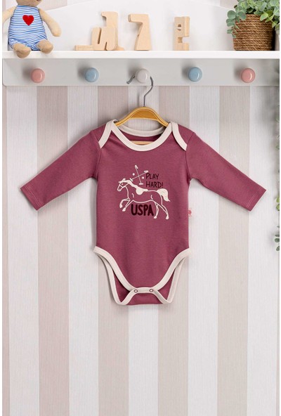 U.s. Polo Assn. Lisanslı Mürdüm Bebek Body Zıbın U.s. Polo Assn. Lisanslı Mürdüm Bebek Body Zıbın