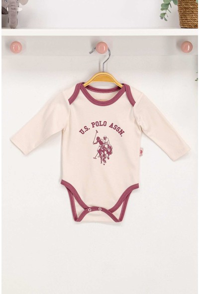 U.s. Polo Assn. Lisanslı Bej Bebek Body Zıbın U.s. Polo Assn. Lisanslı Bej Bebek Body Zıbın