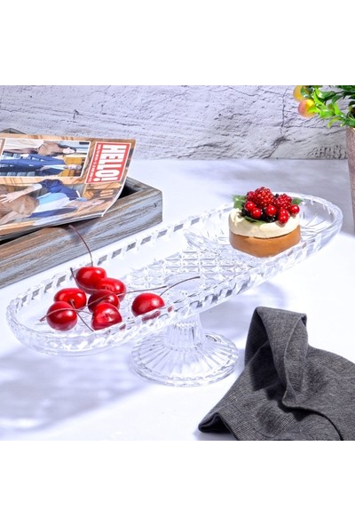 Mosev Cemre Cam 3 Bölmeli Pasta Kek Standı 14 x 39 cm