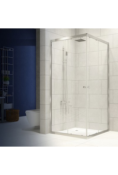 Durul Duşakabin 90X90 Parlak Profil 4mm Şeffaf Cam - Duş Teknesiz H:180 cm