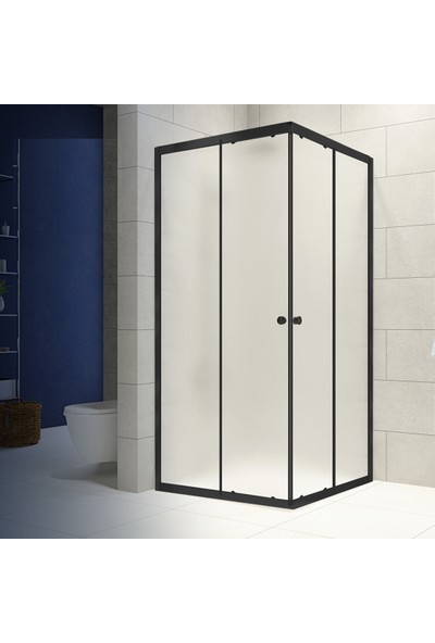 Durul Duşakabin 90X90 Siyah Profil 4mm Buzlu Cam - Duş Teknesiz H:180 cm Durul Duşakabin 90X90 Siyah Profil 4mm Buzlu Cam - Duş Teknesiz H:180 cm