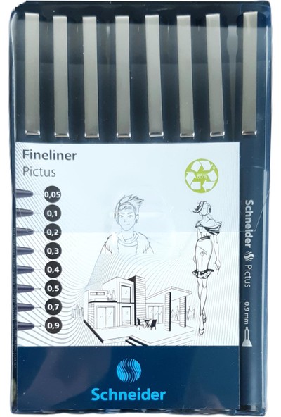 Schneider Pictus Fineliner Teknik Çizim Kalemi 8'li Set