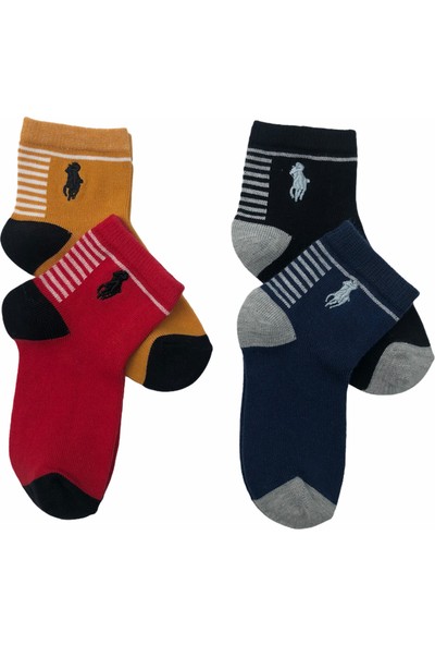 Belyy Socks Erkek Çocuk Çorap 4'lü Nakışlı Desenli Çorap Belyy Socks Erkek Çocuk Çorap 4'lü Nakışlı Desenli Çorap