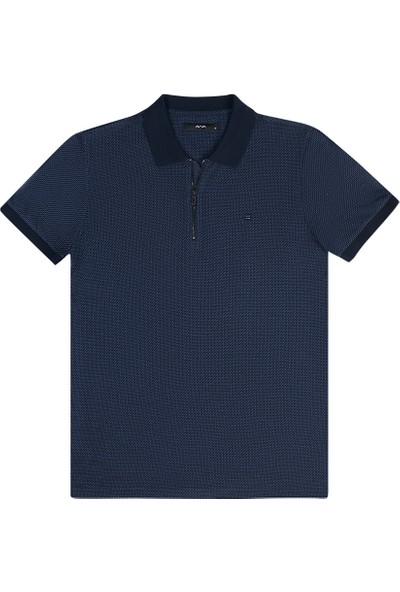 Avva Erkek Açık Lacivert Polo Yaka Yarım Fermuarlı Jakarlı T-Shirt A11Y1139 Avva Erkek Açık Lacivert Polo Yaka Yarım Fermuarlı Jakarlı T-Shirt A11Y1139