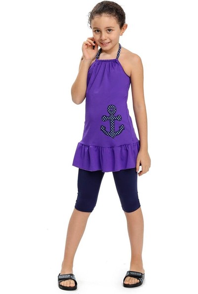 Armes Askılı Taytlı Etekli Kız Çocuk Mayosu 190511 Mor