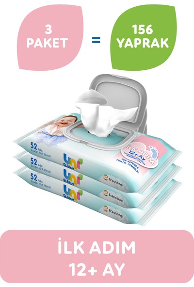 Uni Baby Ilk Adım Islak Mendil 3'lü 156 Yaprak