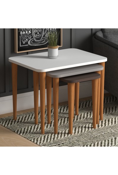 Monte Sehpa Letto Zigonsehpa Beyaz Cappuccino Kahve