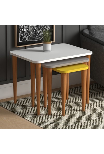 Monte Sehpa Letto Zigonsehpa Beyaz Cappuccino Sarı