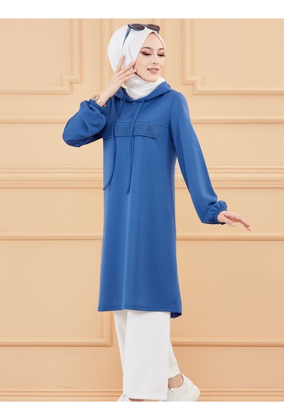 Tofisa Kapüşonlu Tunik - Indigo - Tofisa