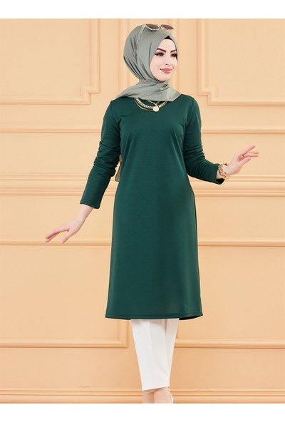 Tofisa Sade Uzun Tunik - Zümrüt Yeşili - Tofisa