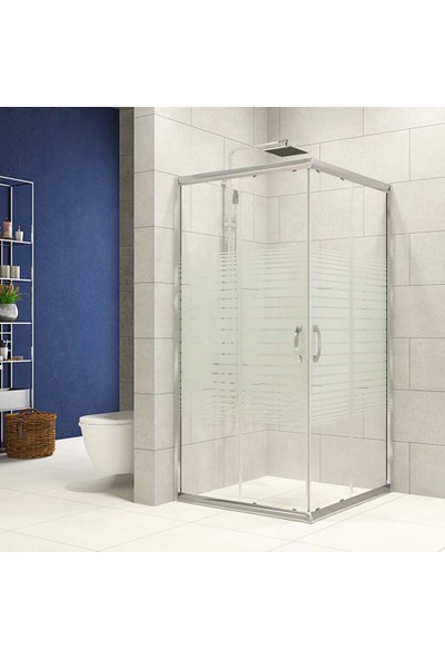 Durul Duşakabin 100 x 100 Parlak Profil 5mm Çizgili Cam - Duş Teknesiz H:180 cm
