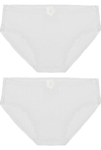 Antebies Beyaz Jakarlı Ribana Külot Ikili Paket Antebies Beyaz Jakarlı Ribana Külot Ikili Paket