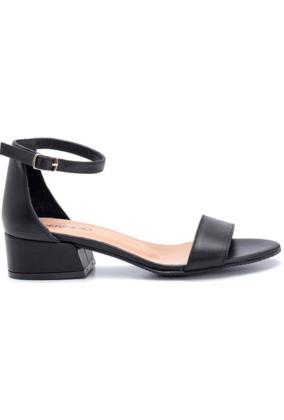 Kadın Kısa Topuklu Deri Sandalet Kadın Kısa Topuklu Deri Sandalet
