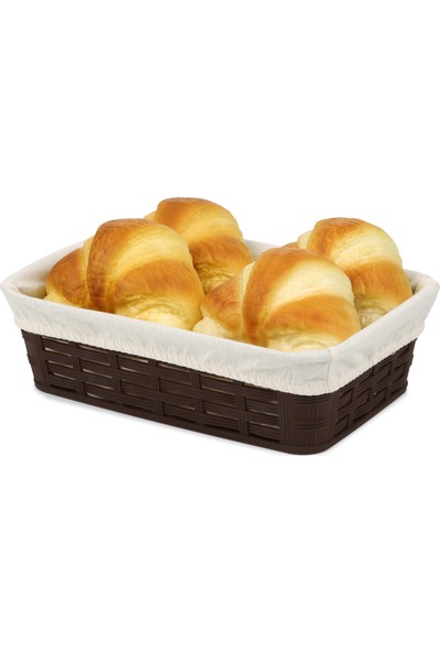 Hasır Desenli Ekmek Sepeti Köşeli  175 x 255 x 72 mm. Bez Kaplamalı