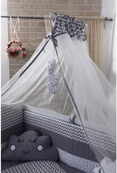 Mini Baby Figürlü Gri Cibinlik ve Aparat Seti