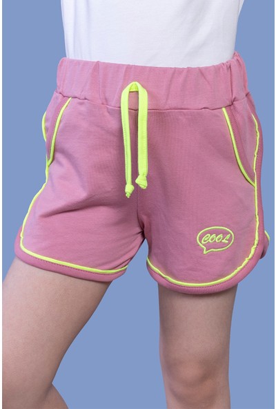 Toontoy Kids Toontoy Kız Çocuk Beli Lastikli Iki Yanı Cepli Nakışlı Şort