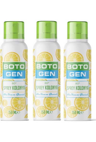 Botogen 80° Aerosol Sprey Limon Kolonyası 3 x 150 ml