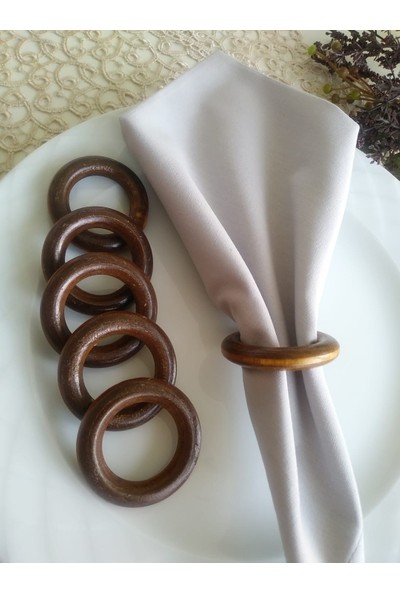 Eae Sanat 12'li Kahverengi Vintage Ahşap Halka Peçete Yüzüğü Eae Sanat 12'li Kahverengi Vintage Ahşap Halka Peçete Yüzüğü
