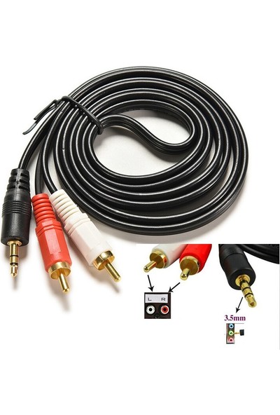 Platoon 3.5mm Stereo To 2 Rca Aux Standart Ses Kablosu - 1.5m